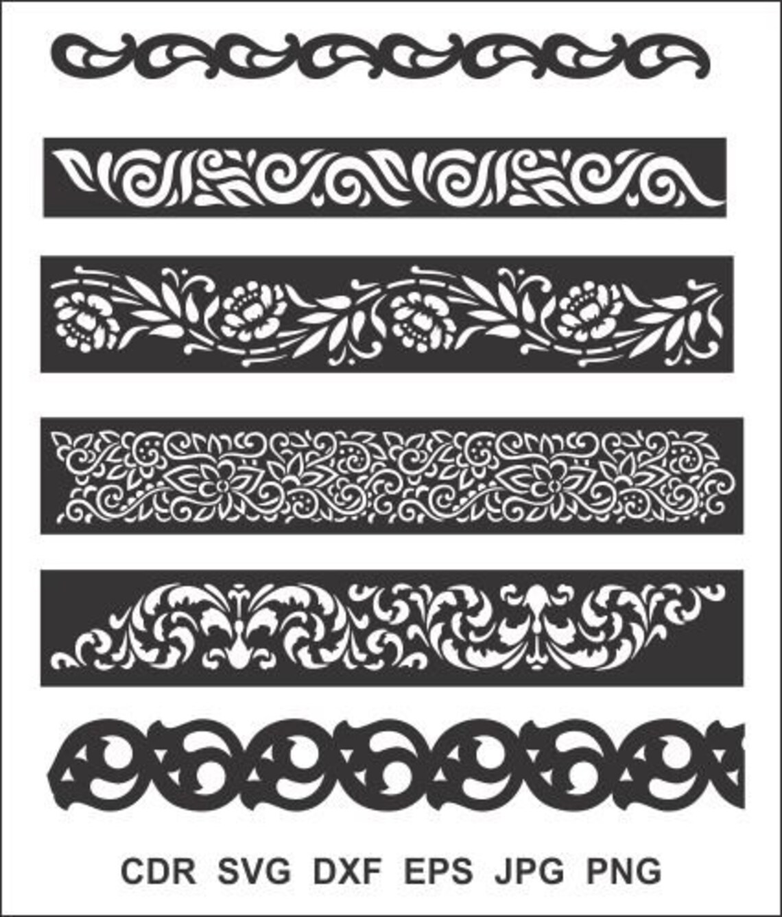 6 diseños de borde sin costuras / decoración de la pared, panel y ...