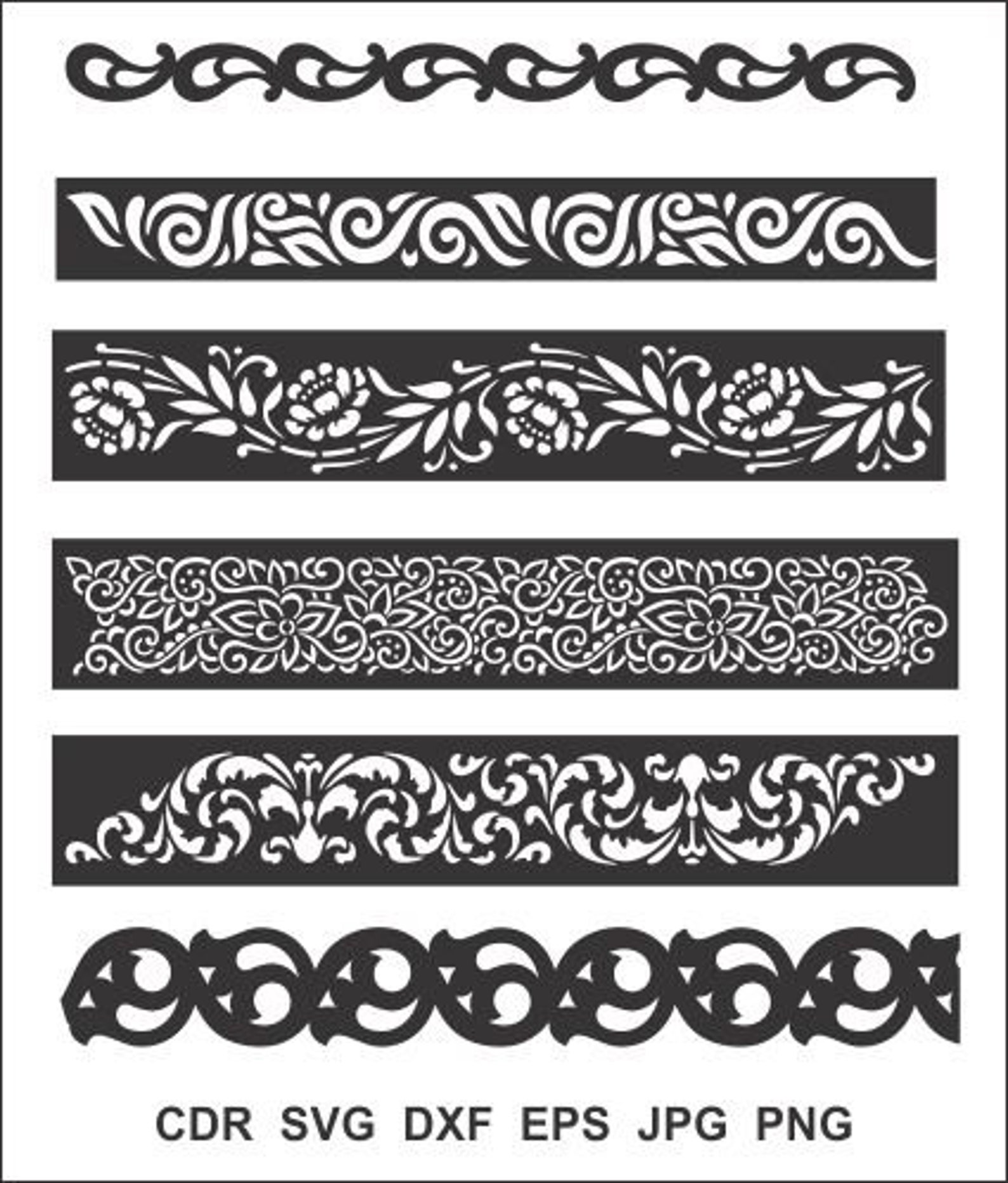 6 Seamless Border Designs Wall Decor Panel & Stencil - Etsy