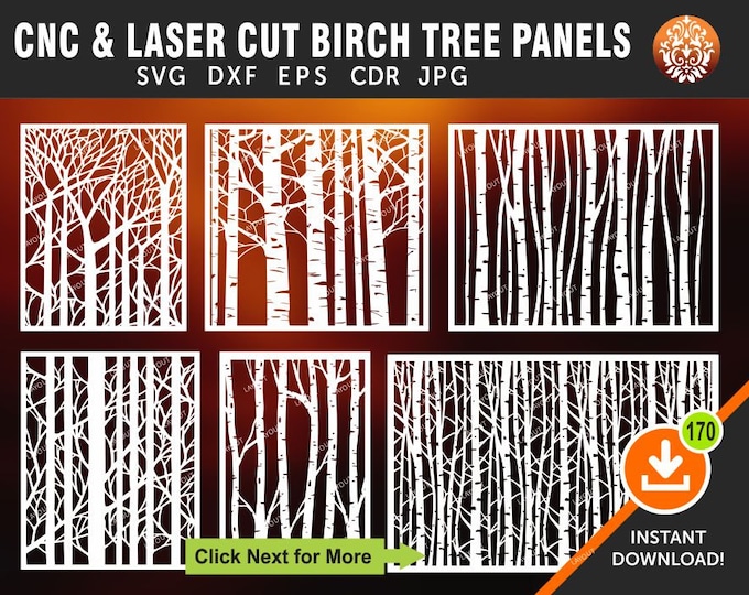Birch Tree Panels, Wall Panels, Room Decor, Tree Patterns, Laser, CNC ...