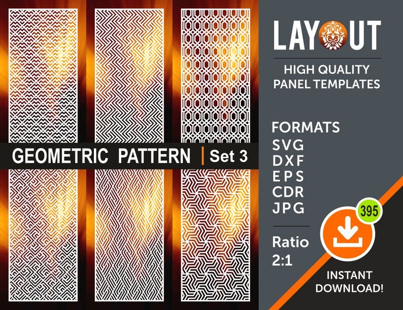 6 Geometric Pattern, Set #3 Decorative Panel, Privacy Screen, Stencil ...