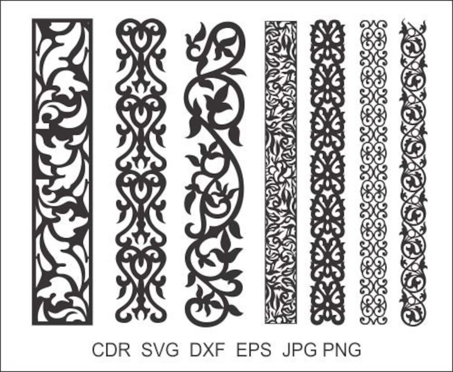 7 Seamless Border Designs Wall Decor Panel & Stencil - Etsy