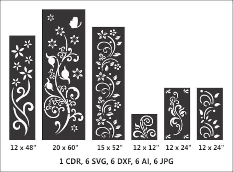 6 Decorative Panel Door Panels Stencil Templates Wall | Etsy