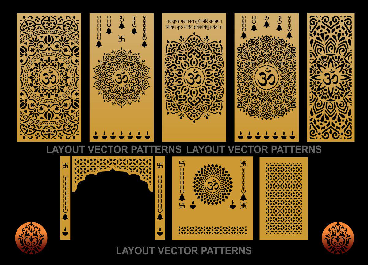 6 Temple Template, Wall Hanging, Partitions, Screen, Stencil, Laser ...