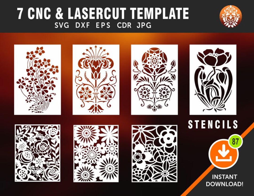 7 Decorative Panel, Stencils, Mandala, Furniture Stencil, Laser, CNC ...