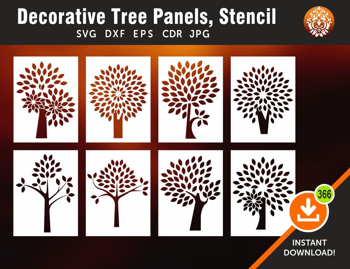8 Tree Panel Stencil Wall Decal Patterns Laser CNC | Etsy