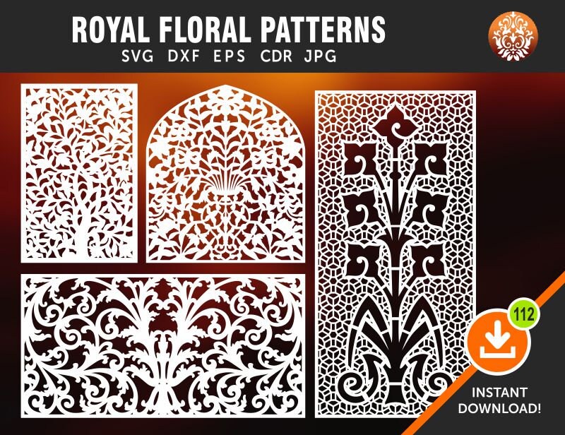 4 Royal Floral Decorative Panel Template Room Divider | Etsy