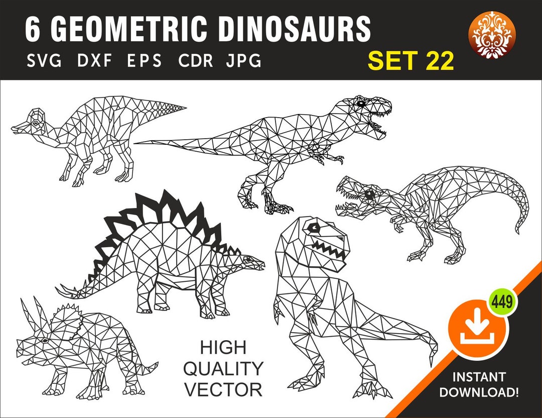 6 Geometric Dinosaurs Set 22 Wall Decor Laser Plasma - Etsy