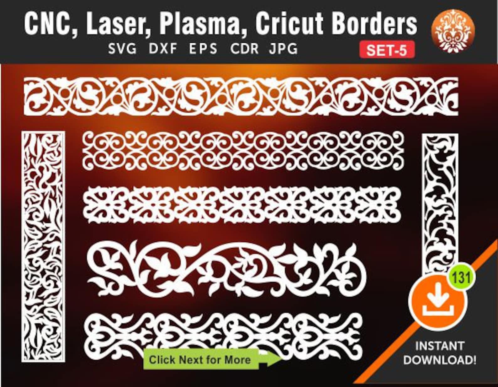 7 Seamless Border Designs Wall Decor Panel & Stencil - Etsy
