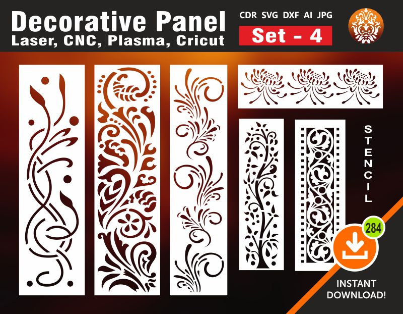 6 Decorative Panel Door Panels Stencil Privacy Screen Wall | Etsy