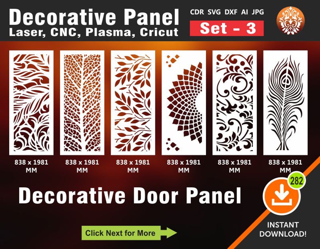 6 Door Panels, Stencil Templates, Privacy Screen, Wall Hanging | Dxf ...