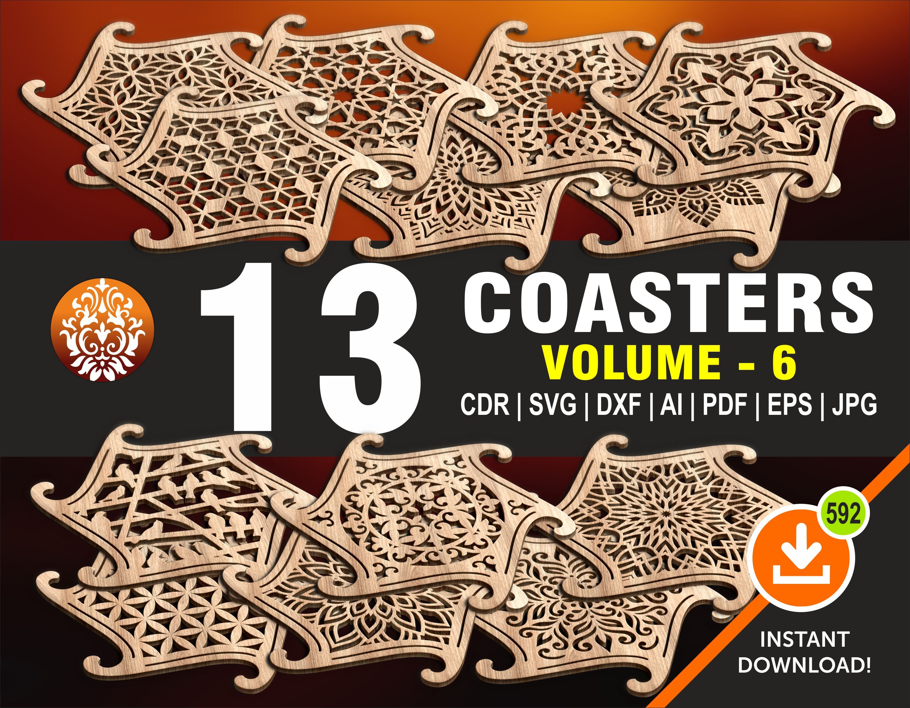 13 Coasters / Volume # 6 / Puzzle Wood, Metal, Wall Decor, Trivet | CNC ...