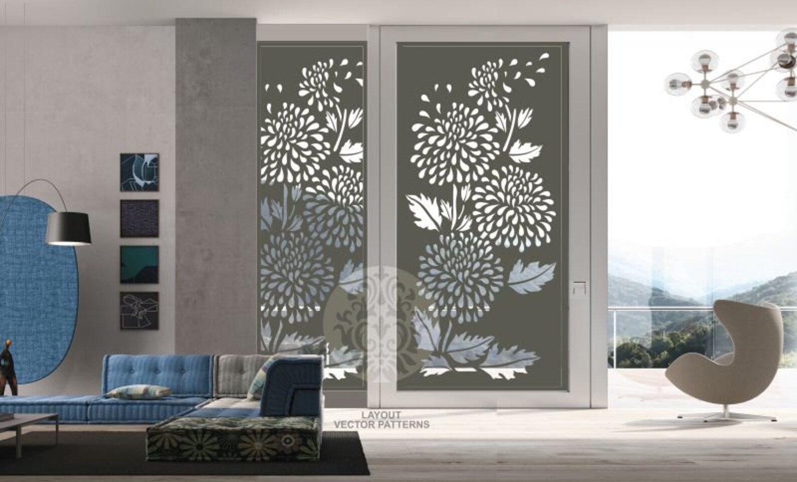 Floral Room Divider, Decorative Panel, Wall Hanging, Privacy Screen ...