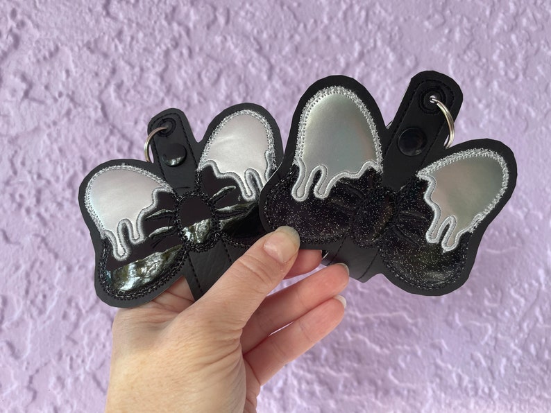 100 Years Mouse Ear Holder, Black Drip Minnie Bow Mickey Ear Holder or ...