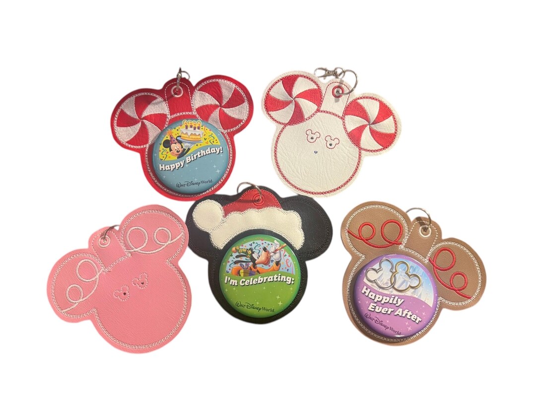 Christmas Mouse Keychain Button Holder, Santa Button Backer, Peppermint ...