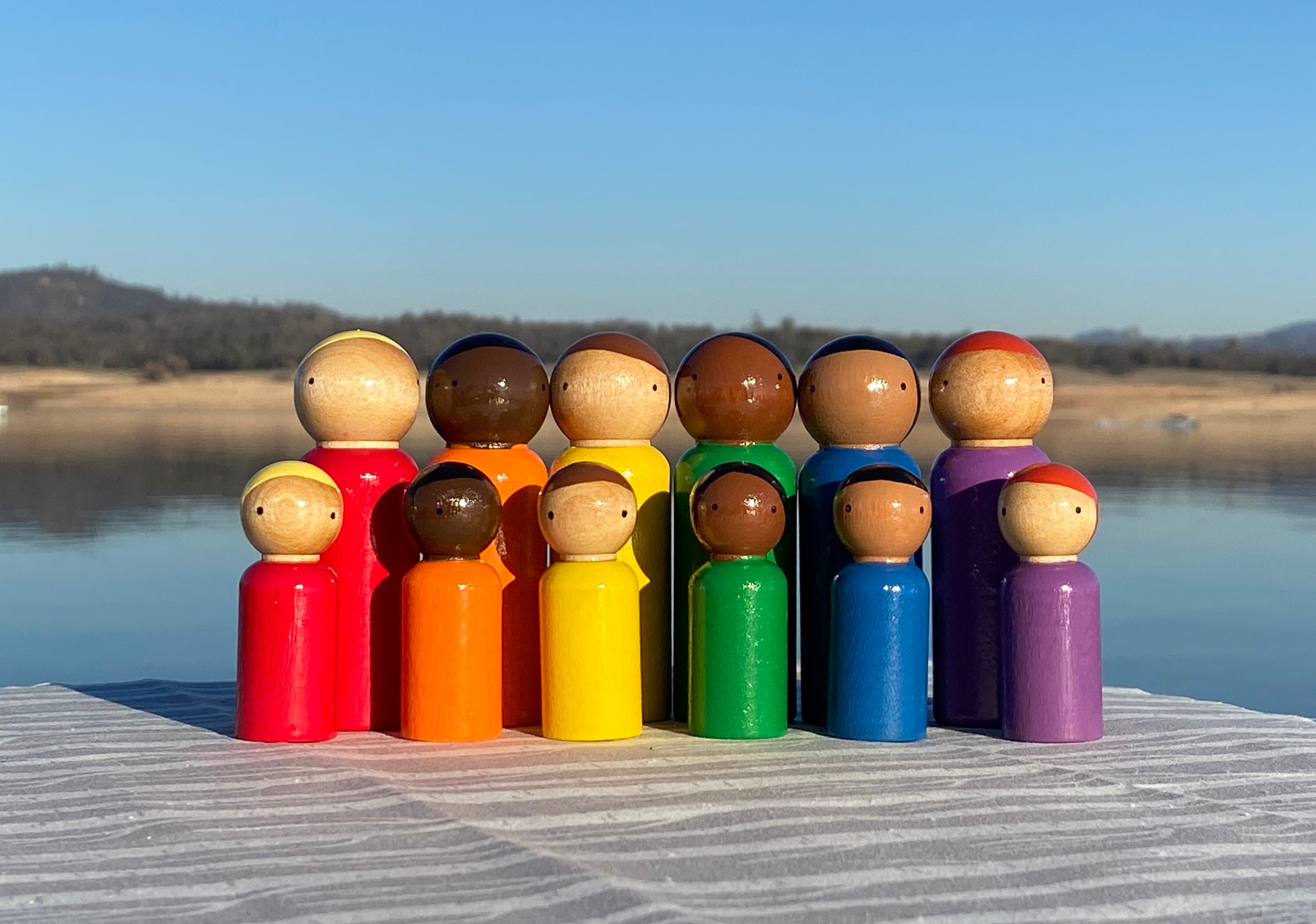 Peg dolls Set of 6 tall Classic Rainbow 3 9/16 tall Peg | Etsy