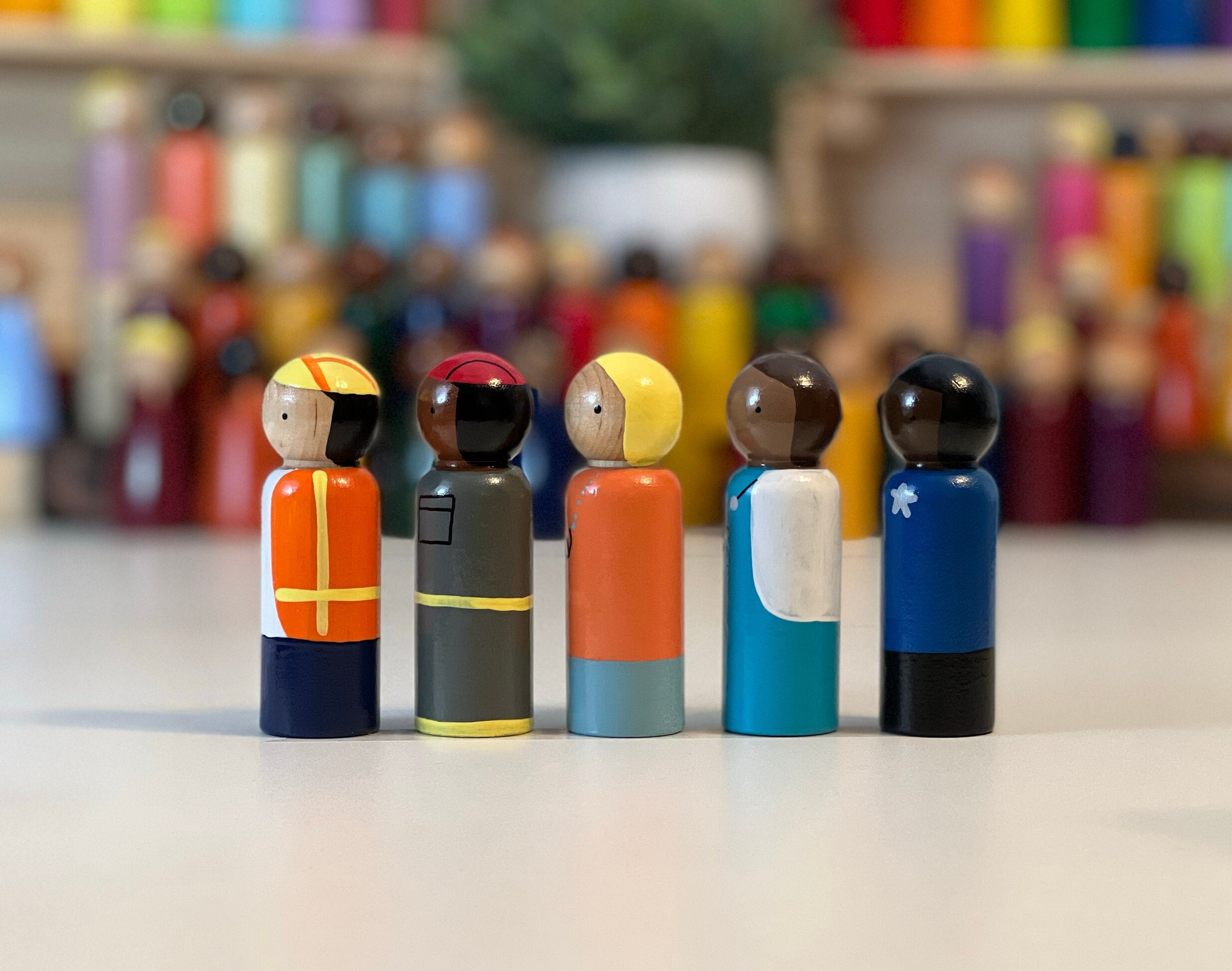 Peg Dolls Large Community Helper Set of 5 Peg Dolls Wooden - Etsy