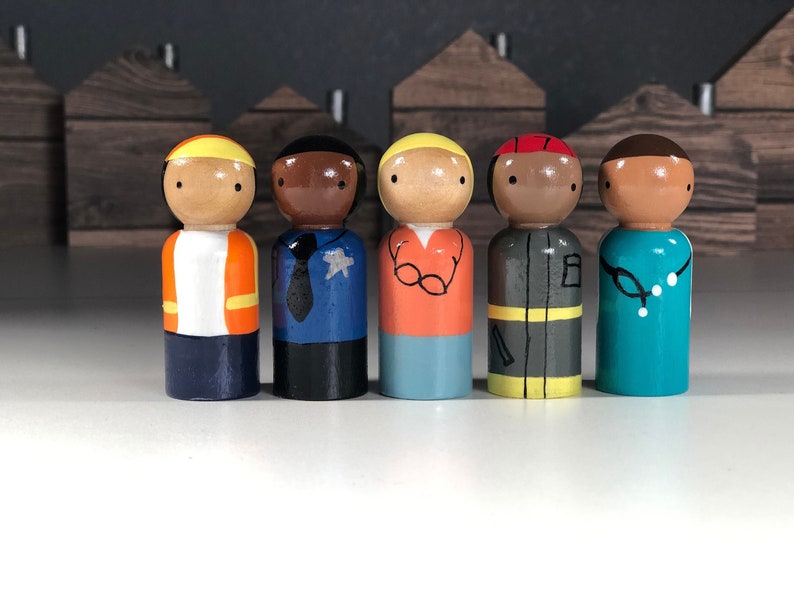 Peg Dolls Community Helper Peg Dolls Set of 5 Peg Dolls - Etsy