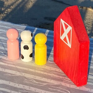 Wooden Barn and Animal Wood Set of 4. Peg Dolls Size 2 3/8" - Etsy