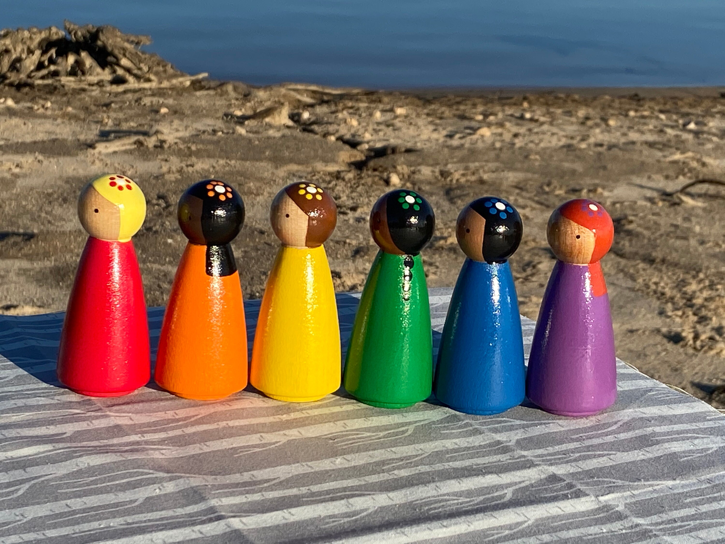 Peg Dolls Set of 6 tall Classic Rainbow 3 1/2 Tall Peg - Etsy