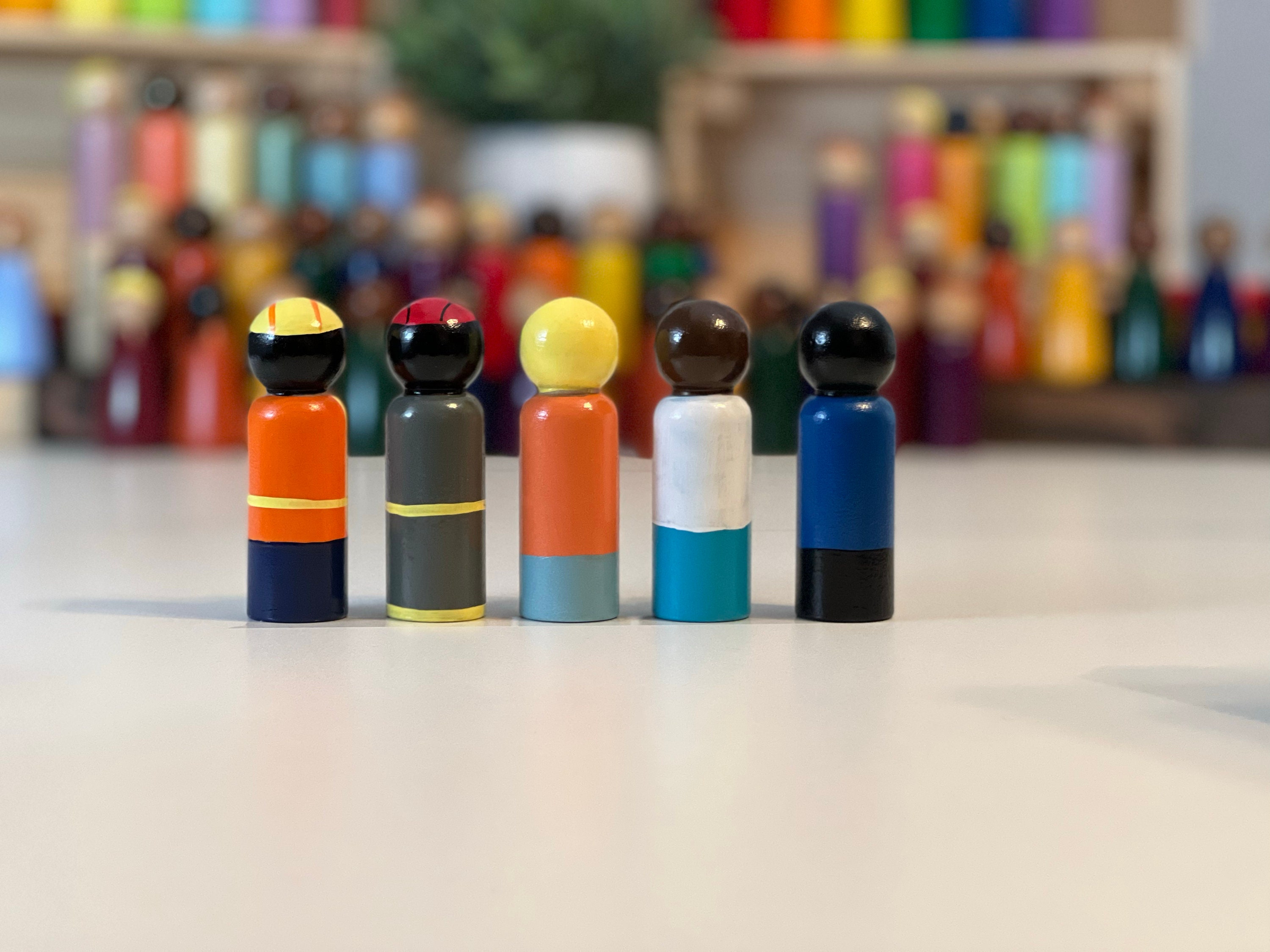 Peg Dolls Large Community Helper Set of 5 Peg Dolls Wooden | Etsy