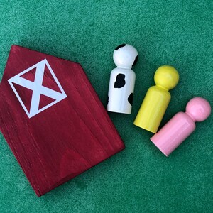 Wooden Barn and Animal Wood Set of 4. Peg Dolls Size 2 3/8" - Etsy