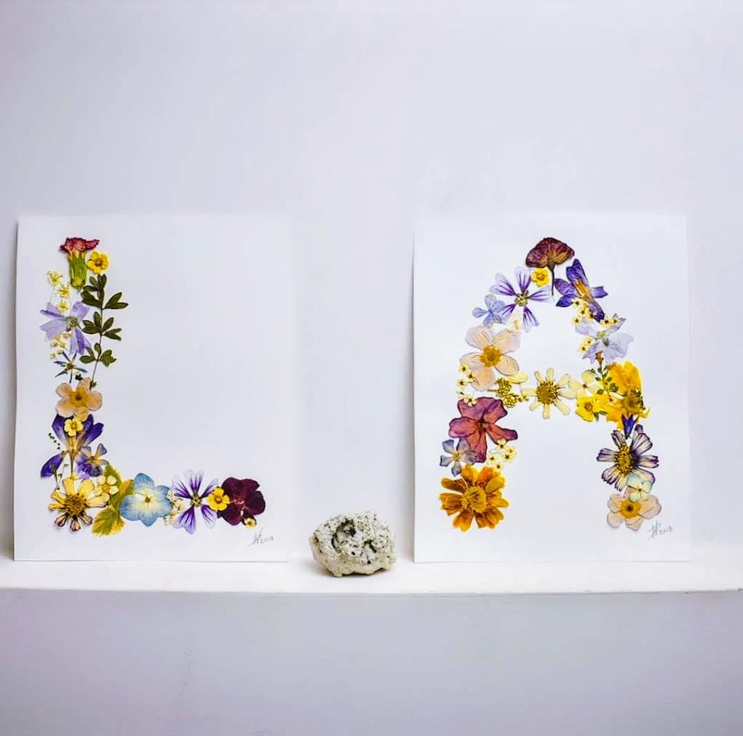 Real Pressed Flower Custom Lettering, Custom Floral Design, Initials ...
