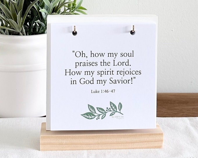 Scripture Cards With Wood Holder, Bible Verse Card Set With Stand ...