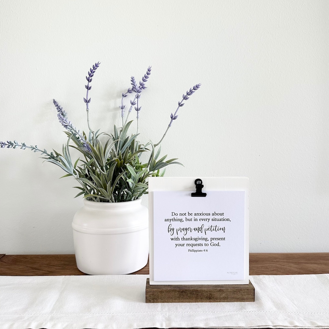 Scripture Cards With Wood Holder, Bible Verse Card Set With Stand ...