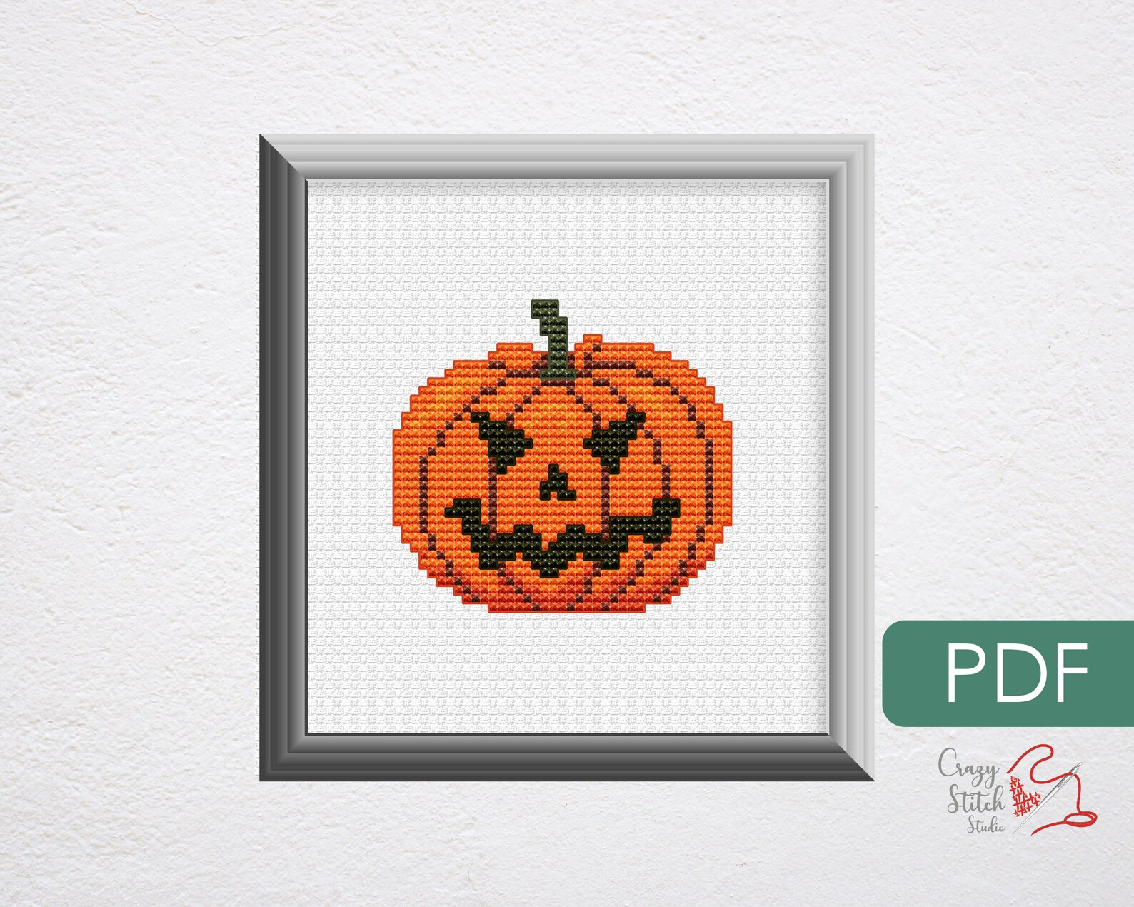 Small Halloween Cross Stitch Pattern PDF. Scary Pumpkin - Etsy
