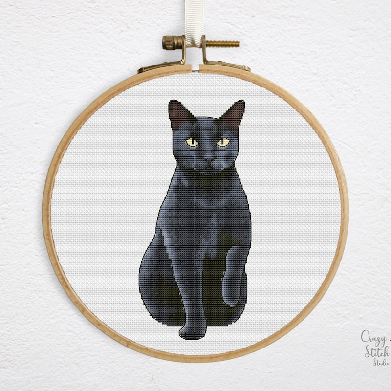 Black Cat Cross Stitch Pattern - Etsy