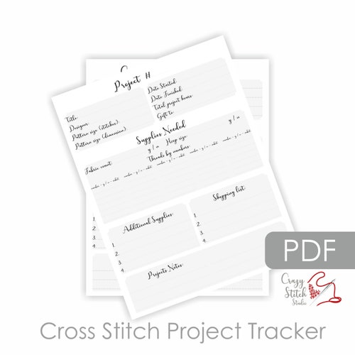 WIP Cross Stitch Planner PDF. Embroidery / Stitching Project - Etsy