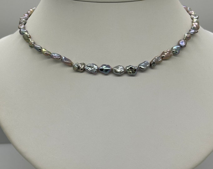 Gray Freshwater Keshi Pearl Necklace - Etsy