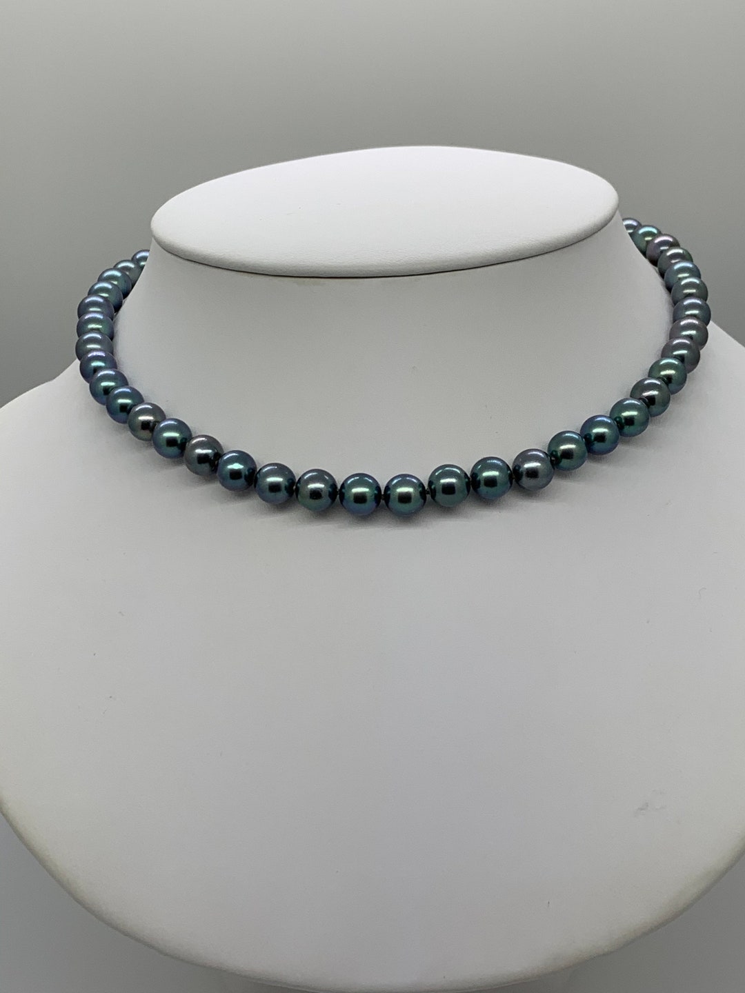 Dark Blue Japanese Akoya Pearl Necklace and Earrings 8-8.5mm 17" - Etsy