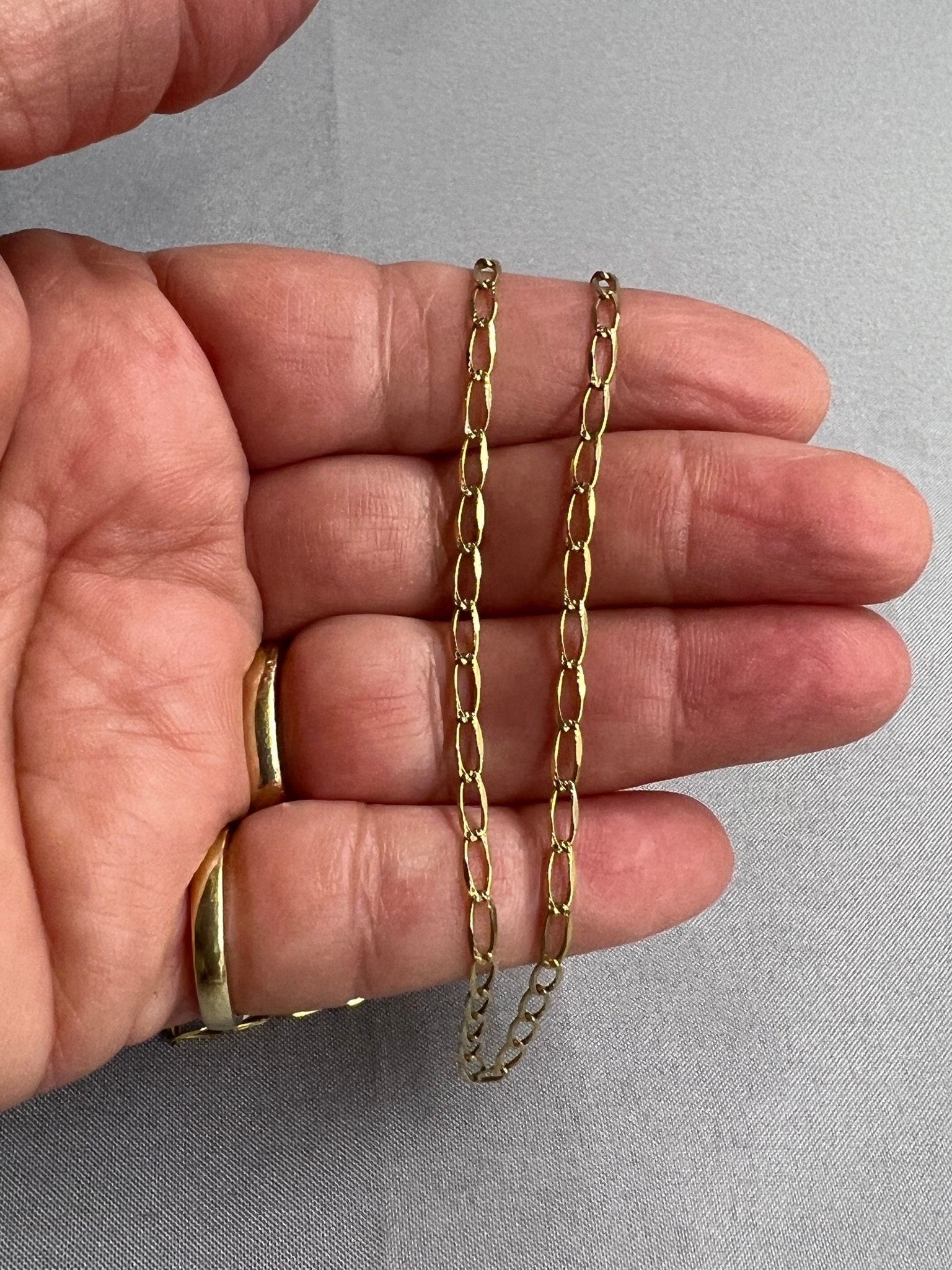 14K Yellow Gold Diamond Cut Oblong Curb Chain 24 Inches | Etsy