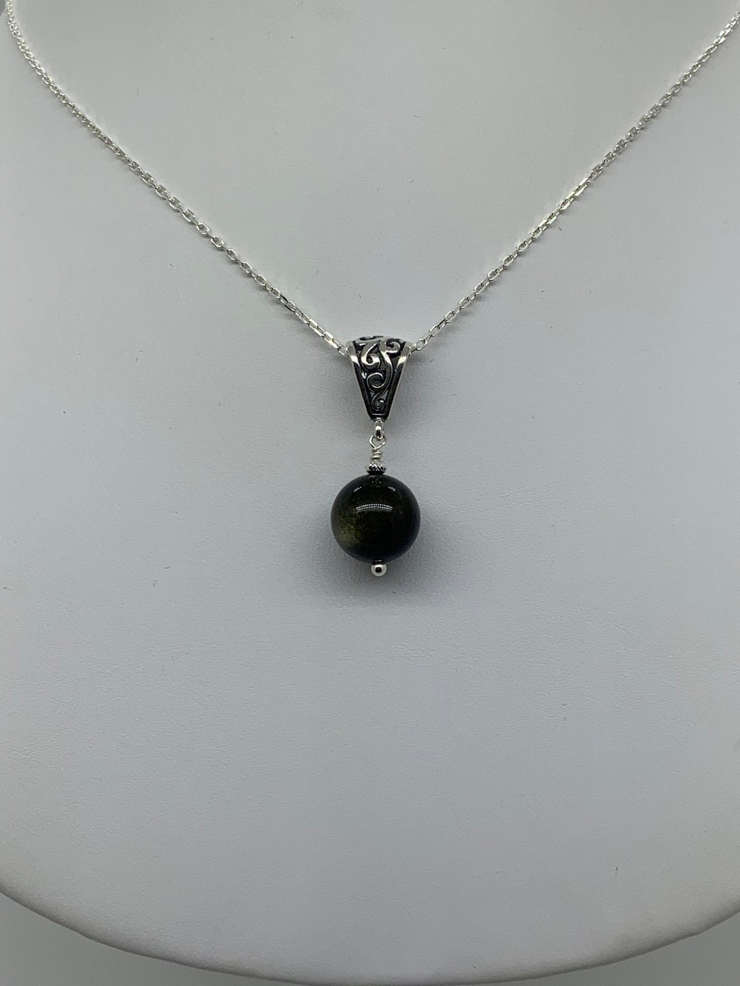 Black Cats Eye Obsidian Pendant - Etsy