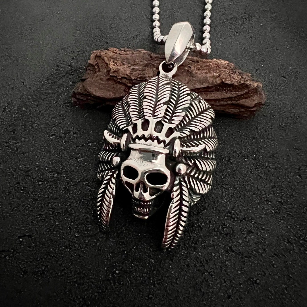 Gothic Skull Pendant Necklace, Men’s Chain Punk, Stainless Steel Skull ...