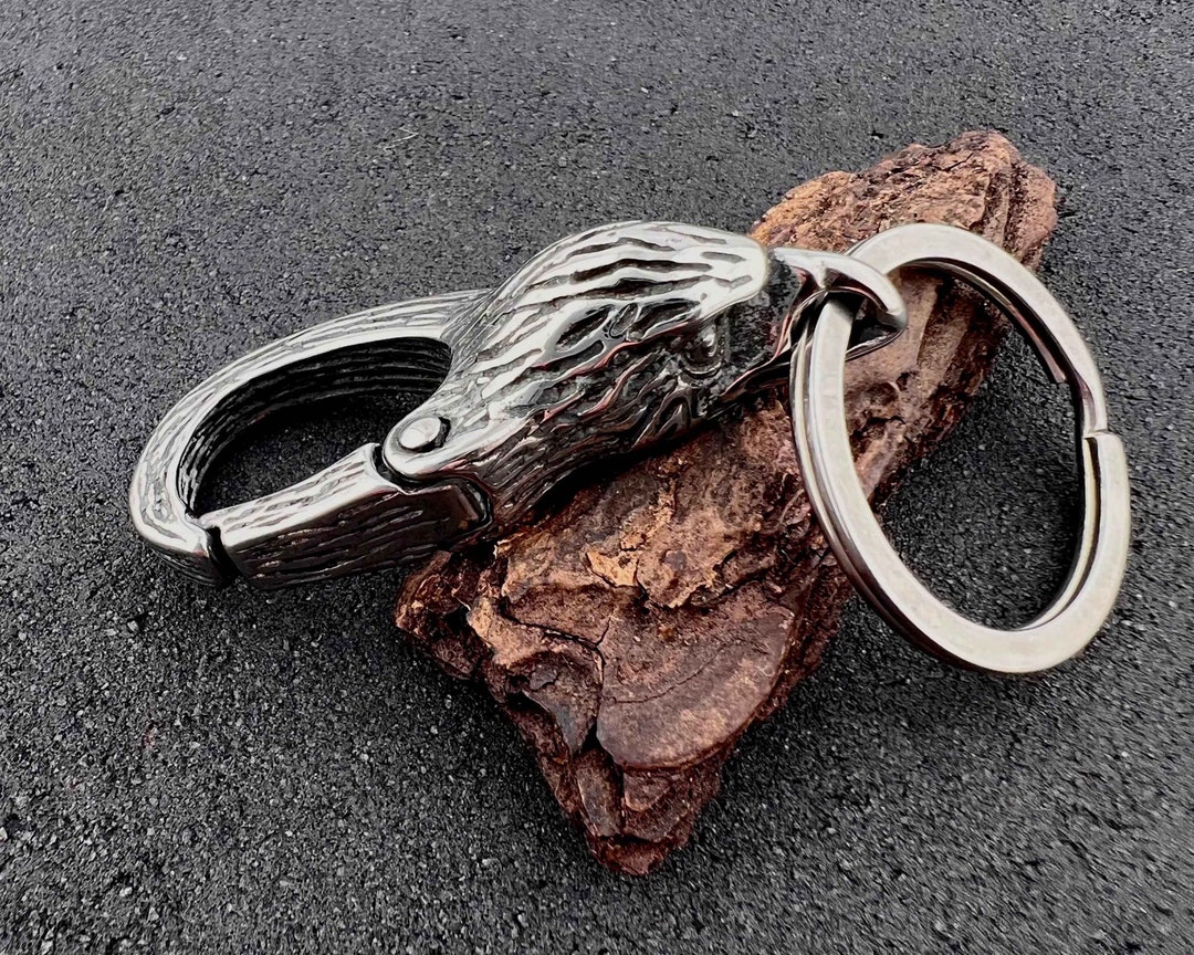 Carabiner Keychain With Eagles Head, Steel Keychain for Men, Stainless ...