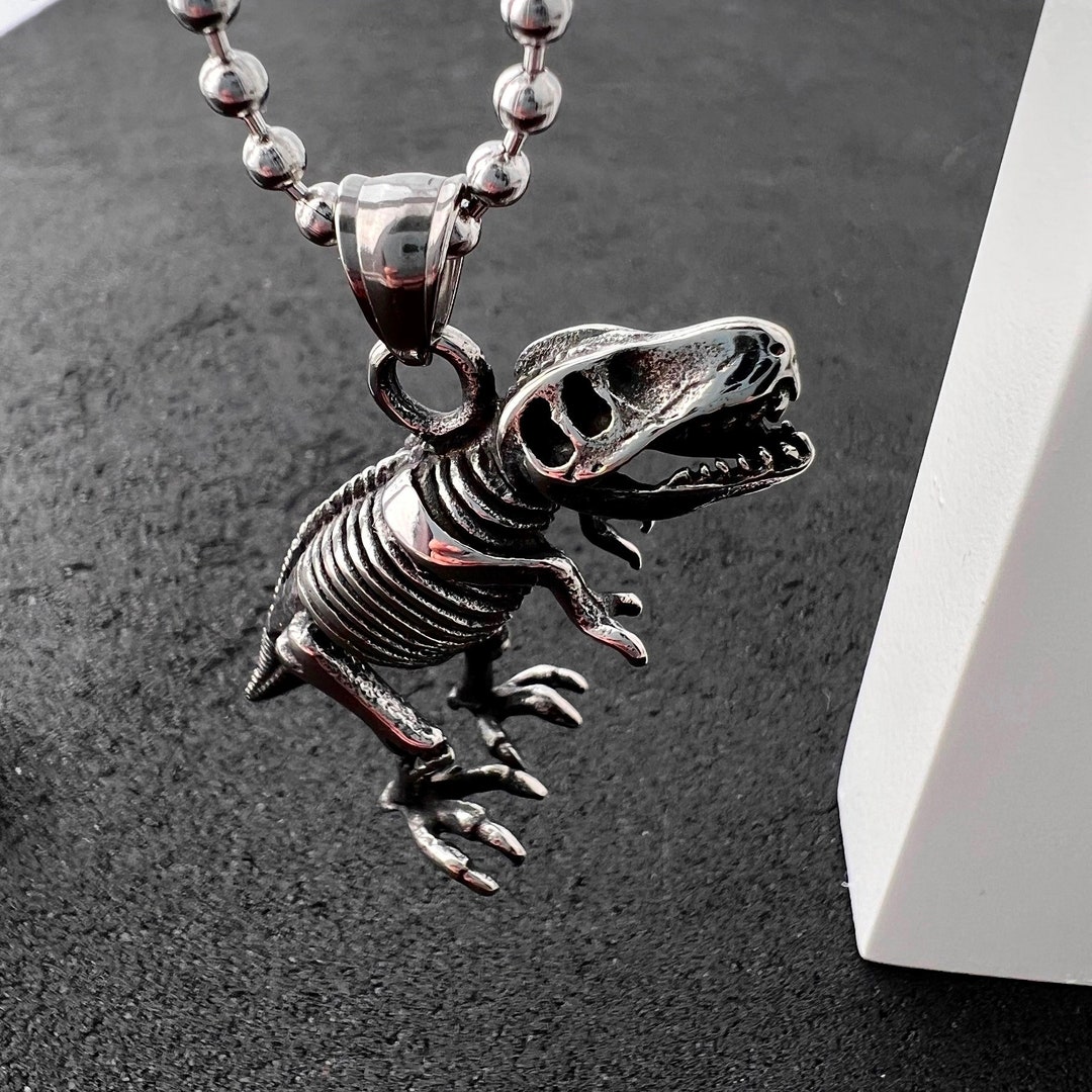 Dinosaur Skull Necklace, Stainless Steel Dinosaur, Skull Pendant ...