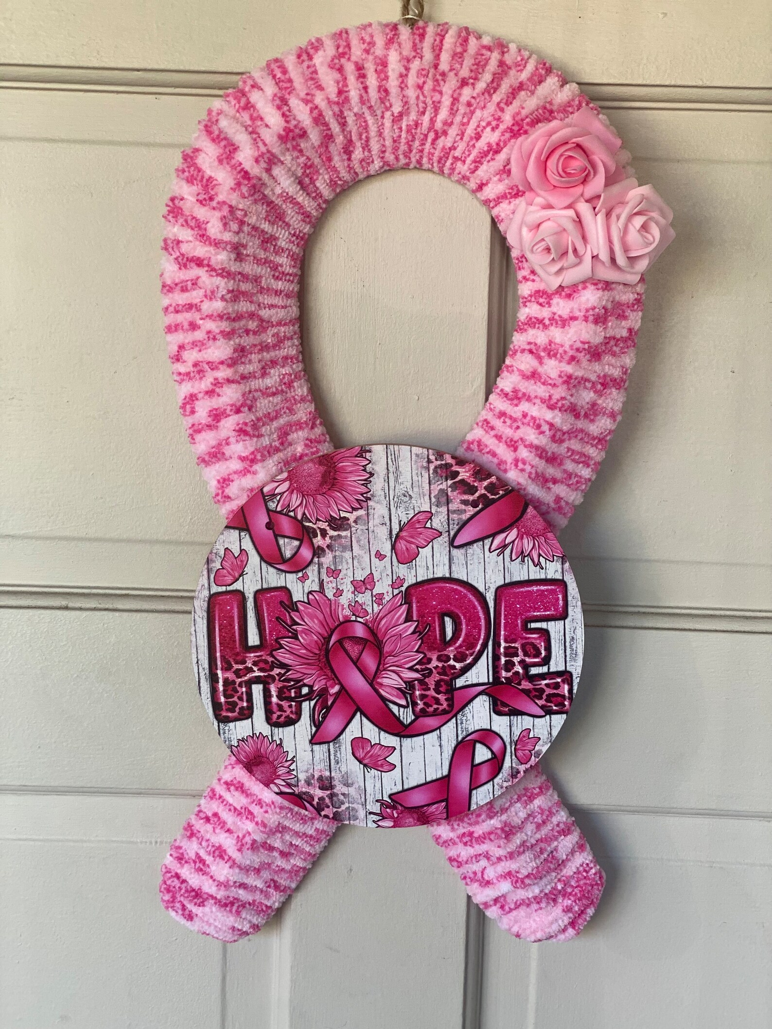 Breast Cancer Awareness Ribbon Wreath - Etsy