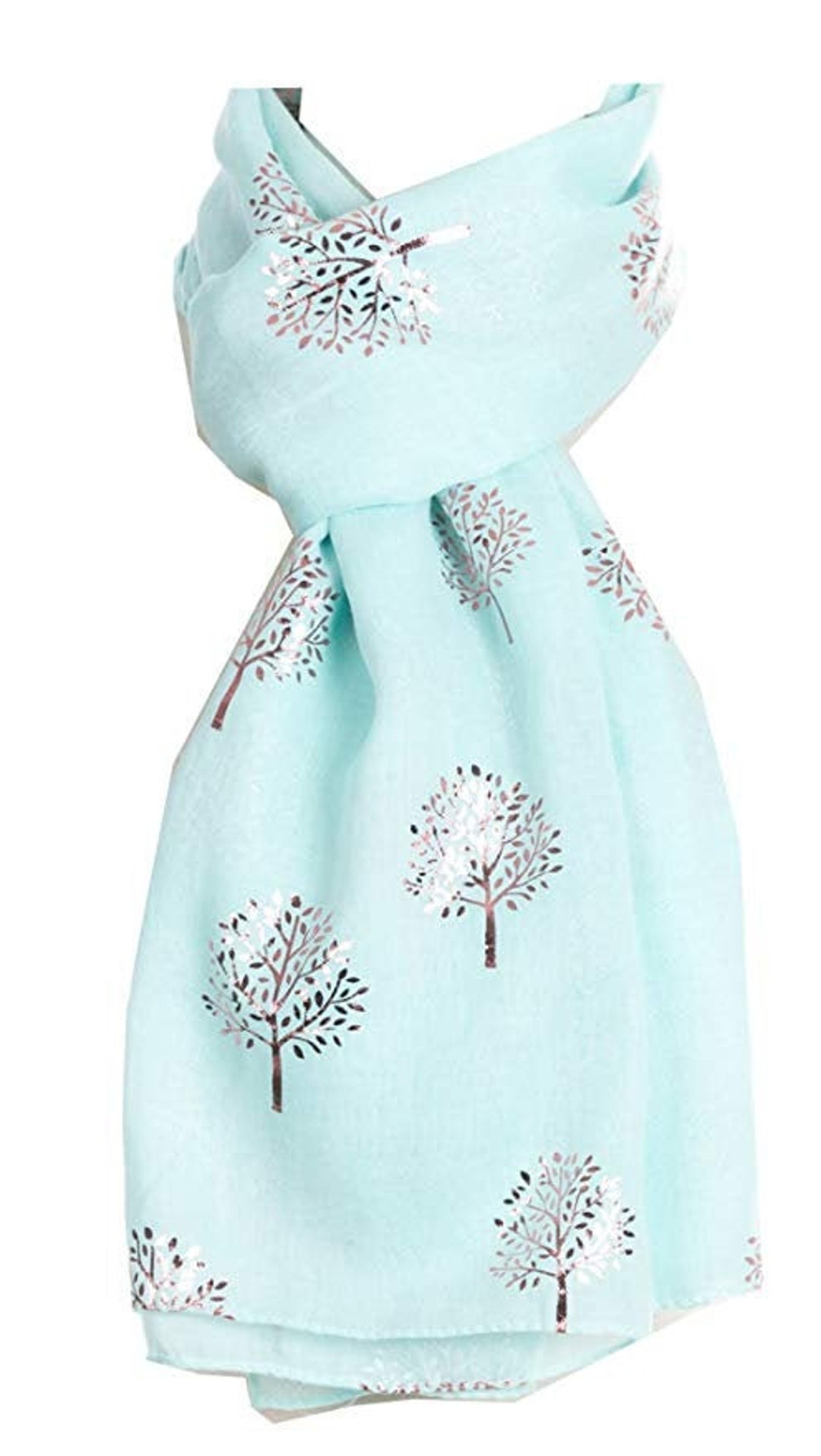 Elegant MINT GREEN Mulberry Tree Scarf With Pink Metallic Foil - Etsy