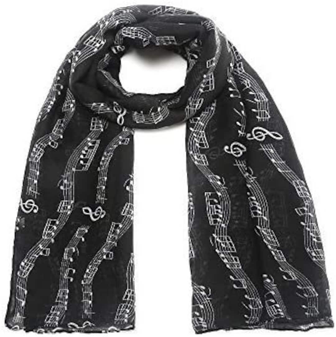 Music Print Scarf Musical Notes Classical Mozart Style Crotchet Quaver ...