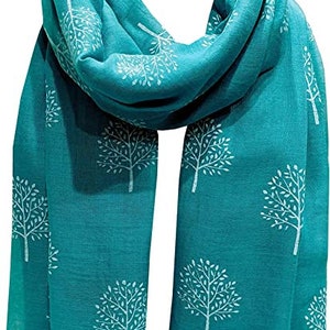 Teal Green Mulberry Tree Print Scarf Women Fashion Large Wrap - Etsy