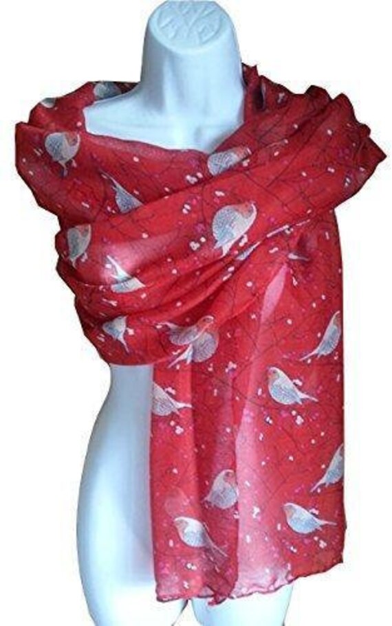 Festive Robin Bird Scarf Ladies Multi Way Large Soft Wrap - Etsy UK