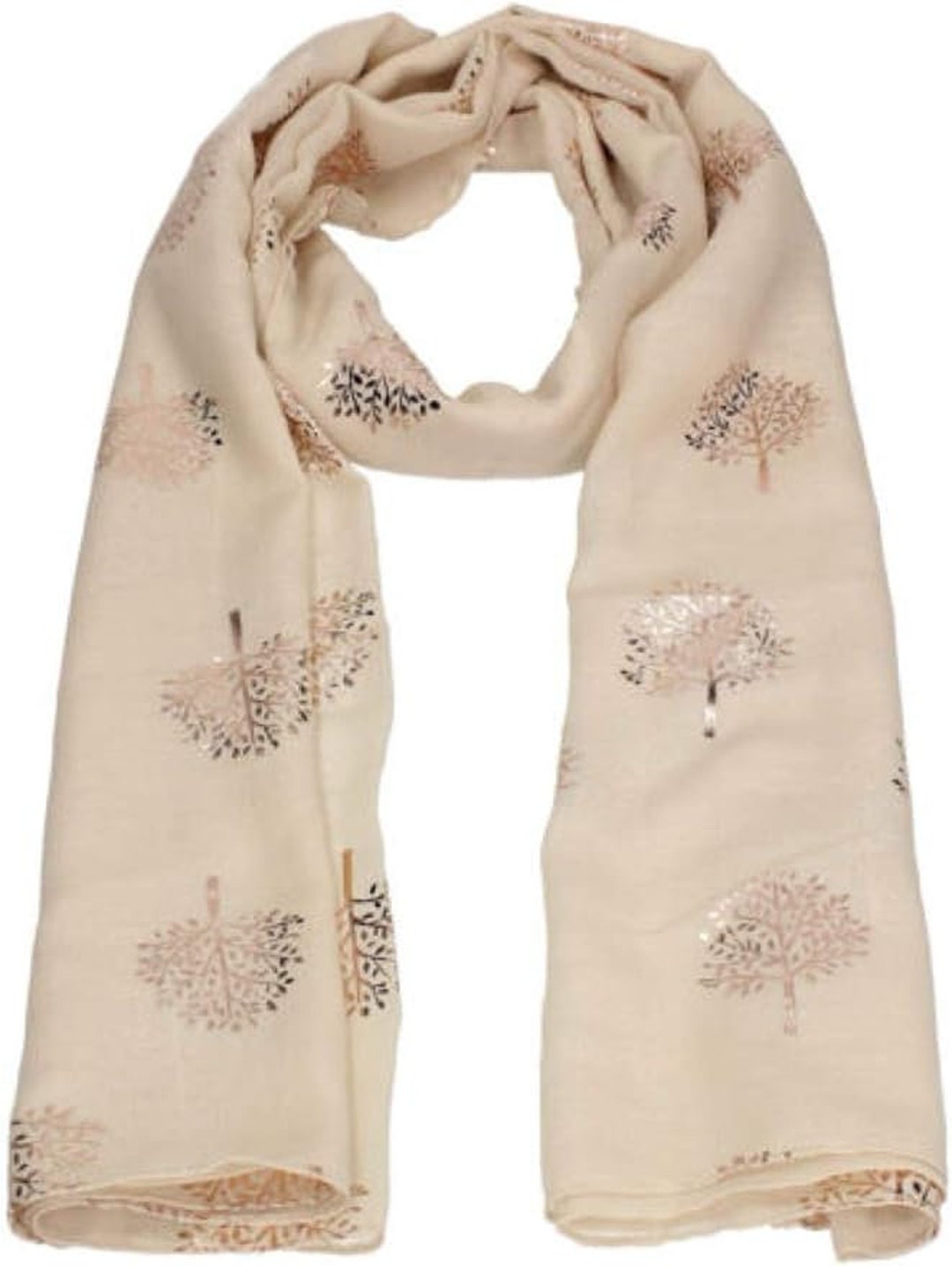 Elegant Cream Mulberry Tree Scarf With Rose Gold Metallic Foil - Etsy