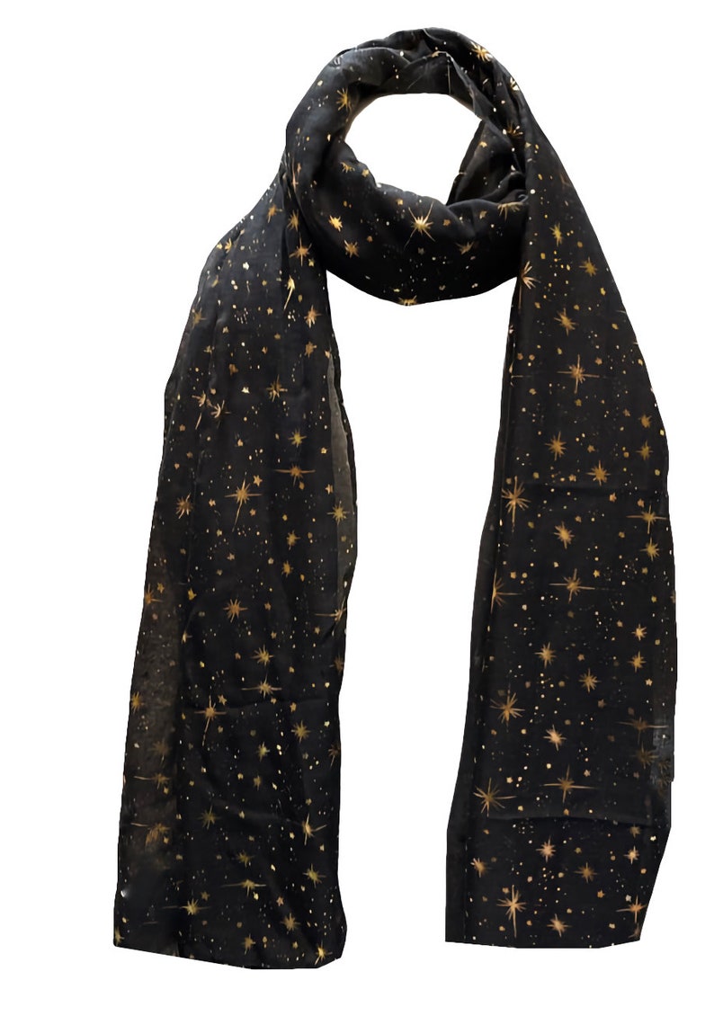 Elegant BLACK Sparkle Scarf With Metallic Foil Print Classy - Etsy