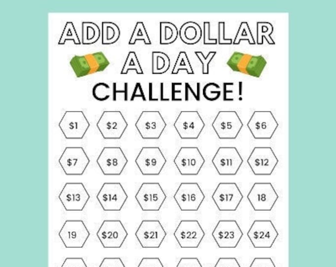 Money Saving Challenge Printable Add A Dollar A Day - Etsy