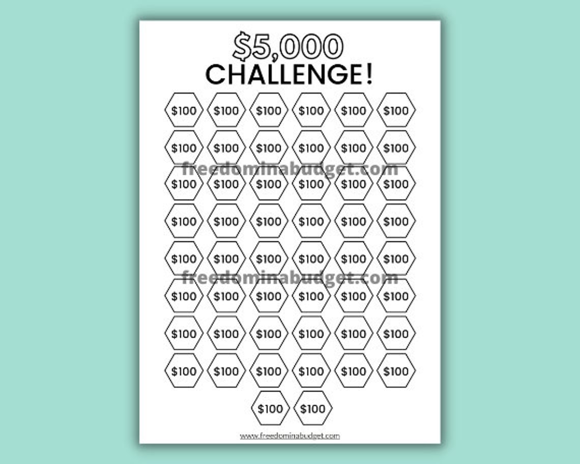 Save 5,000 Challenge Money Saving Challenge Printable Savings Tracker ...