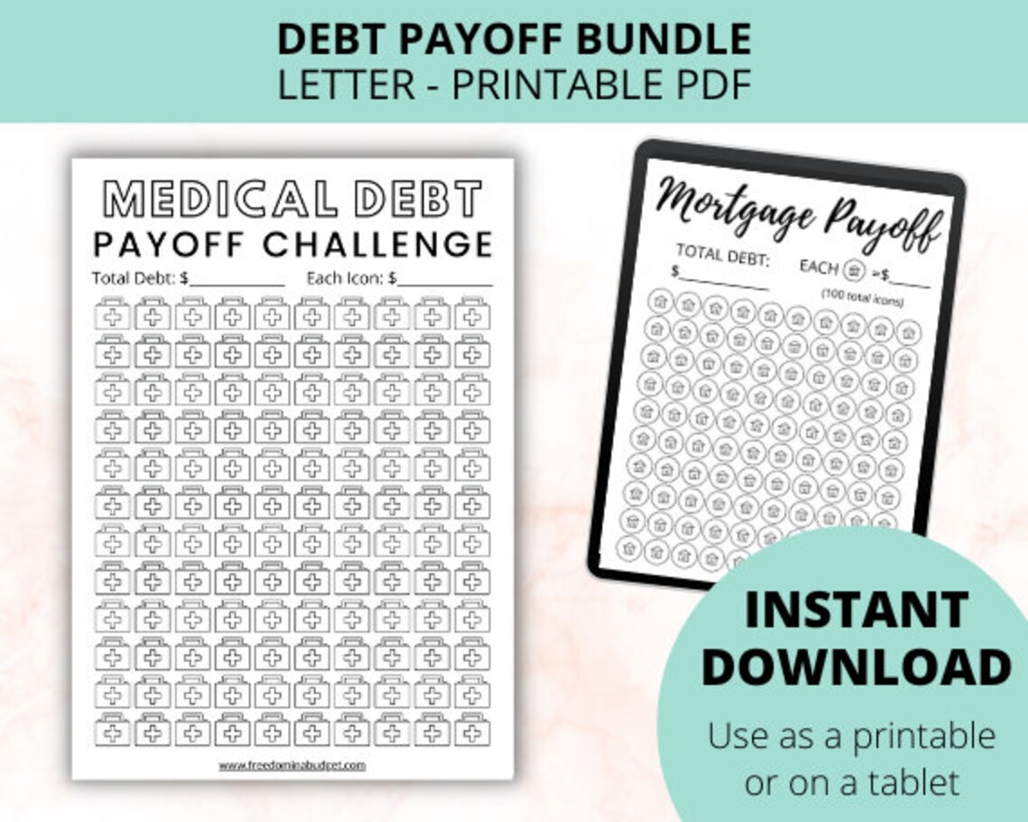Debt Payoff Challenge Bundle | 8 Debt Payoff Tracker Printables | Debt ...
