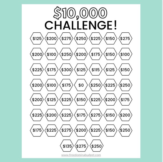 Save 10k Challenge Money Saving Challenge Printable Etsy