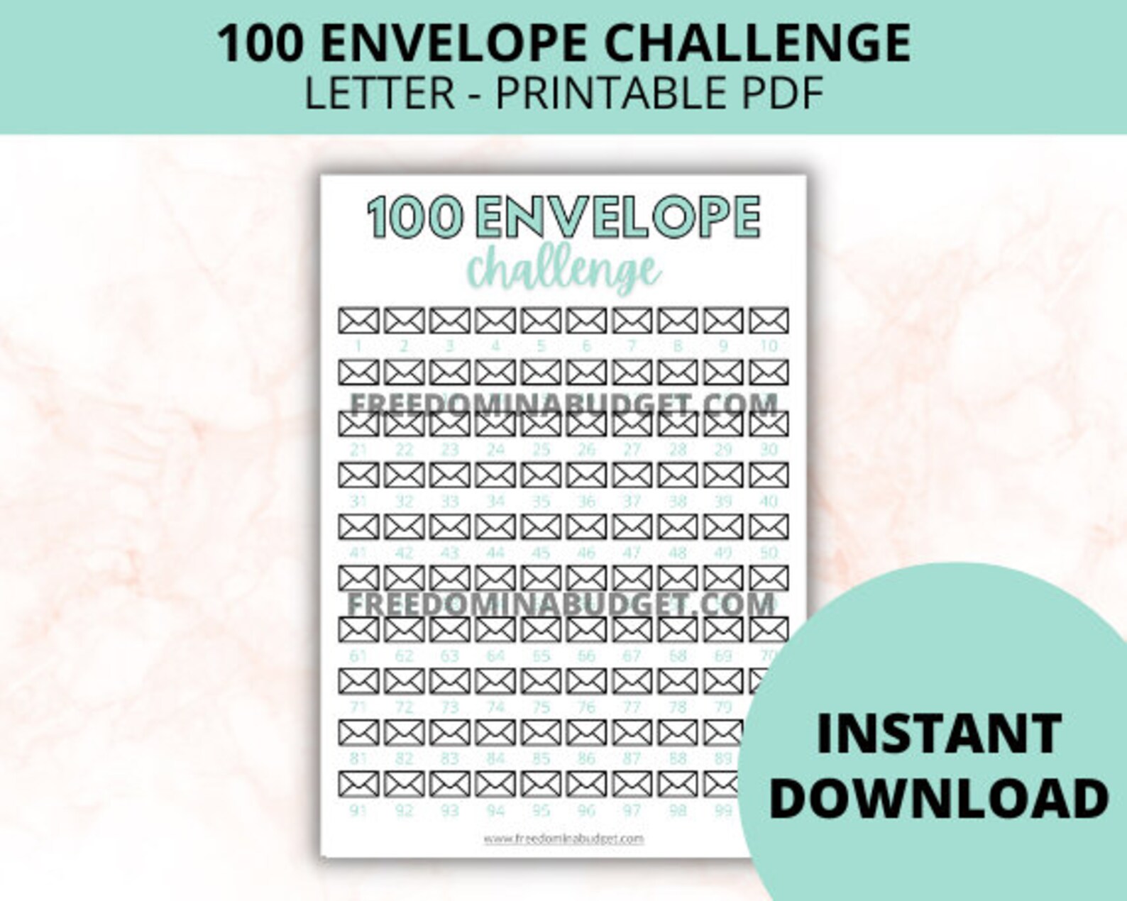 100 Envelope Challenge Printable | Savings Tracker | Savings Planner - Etsy